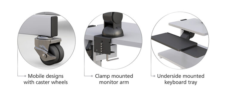 Rolling Computer Multi-Tray Desk – Suspending Solutions