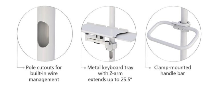 Mobile Computer Workstation Pole Cart | Medical Workstation